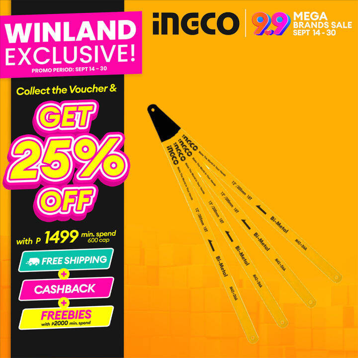 INGCO by Winland Hack Saw Bi-Metal HackSaw Blade 18T HSBB12186 (SOLD ...