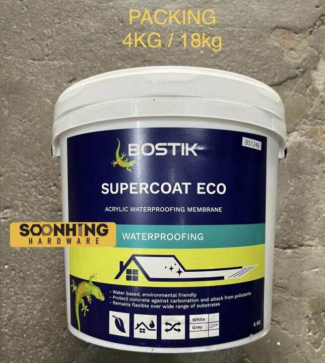 BOSTIK SUPERCOAT ECO ACRYLIC WATERPROOFING MEMBRANE 4KG | Lazada