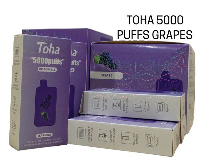 Toha 5000 Puffs Grapes Mesh Coil Disposable 100% Authentic Original w ...