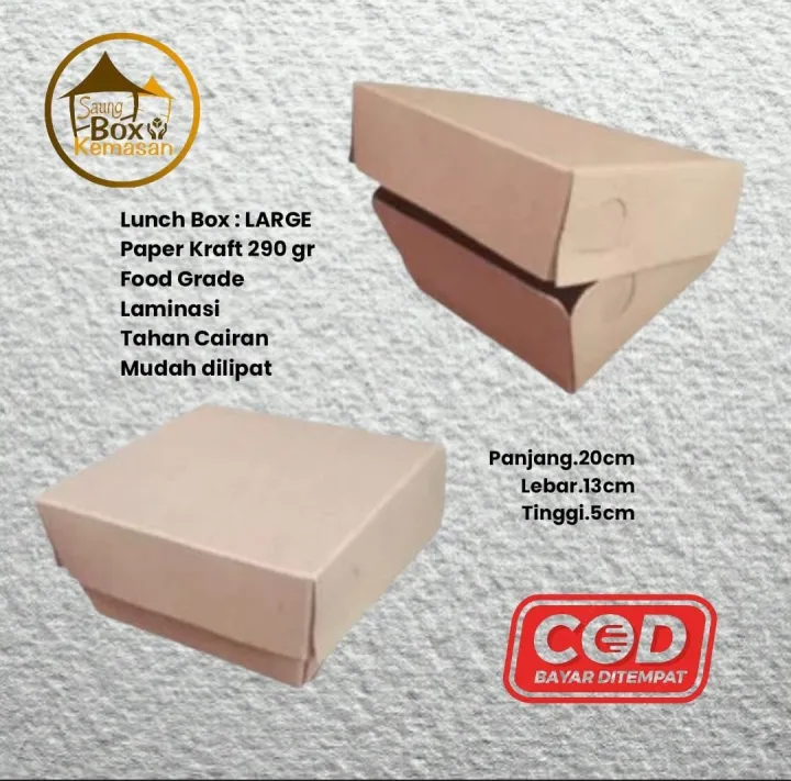 PAPER LUNCH BOX ( ISI 50 ) BOX KOTAK ( PILIH UKURAN ) | Lazada Indonesia