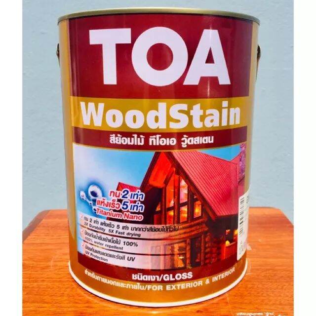 สีย้อมไม้ ทีโอเอ วู้ดสเตน Toa Wood Stain สีเบอร์ ชนิดเงา มีหลายเฉดสี