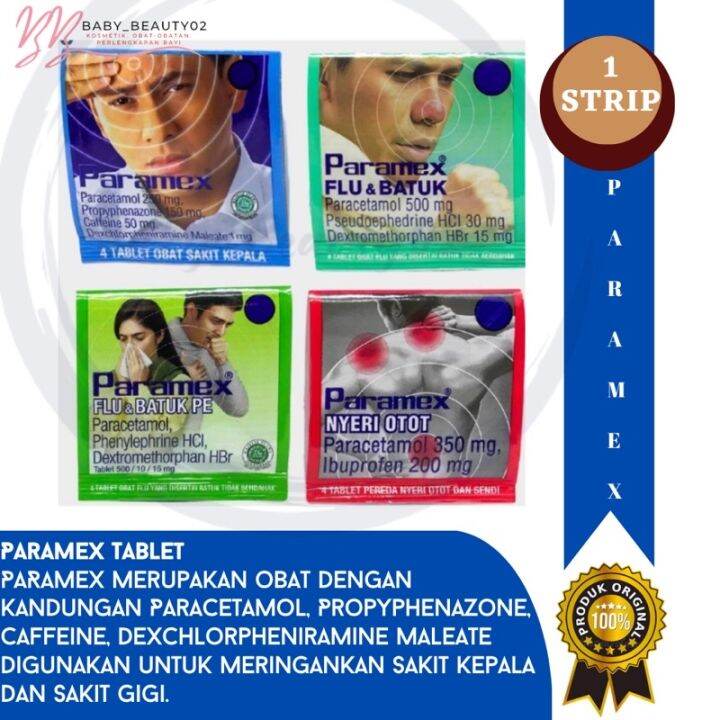 Paramex Tablet 1 Strip Isi 4 Tablet Paracetamol Sakit Kepala Flu Dan ...
