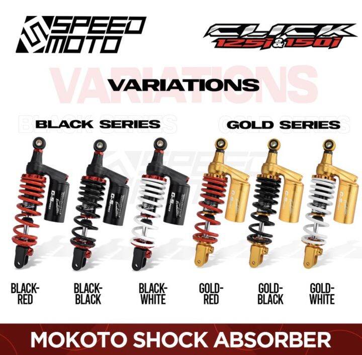 MOKOTO HONDA CLICK V1 / V2 REAR SHOCK GAS ABSORBER W/ BASO 330MM GOLD ...