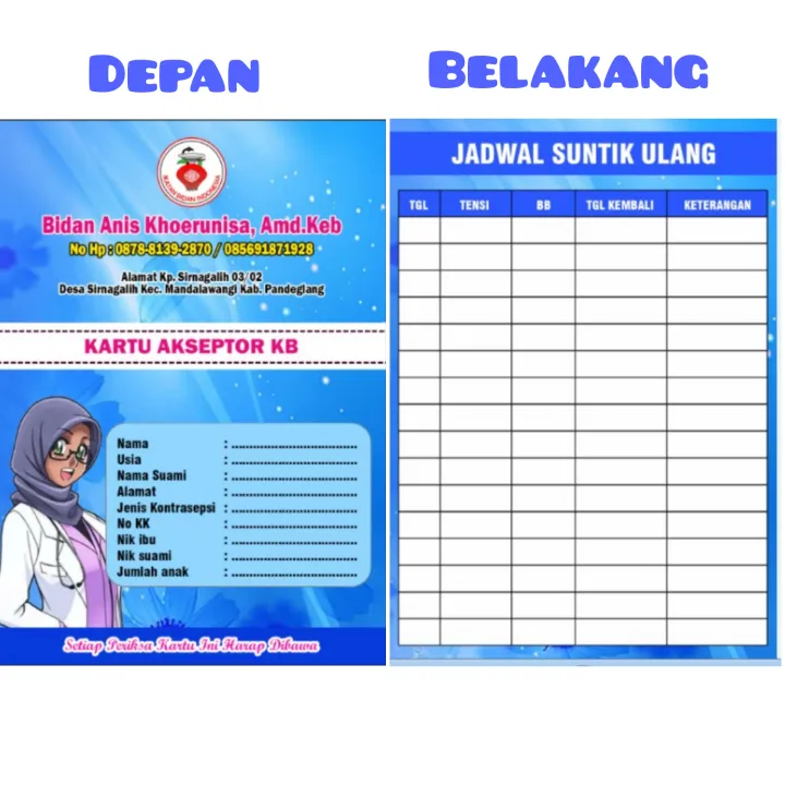 Kartu KB Custom Logo Bidan isi 100 pcs | Lazada Indonesia