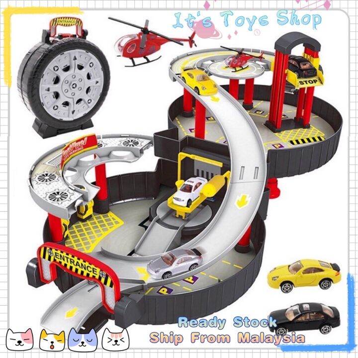 🔥READY STOCK🔥DIY Tayar Car Parking tyre Toy Vehicle Playset | Lazada