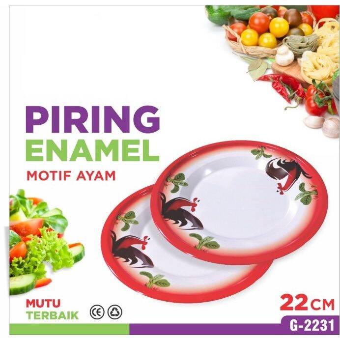 Piring enamel piring jadul piring seng motif ayam jago | Lazada Indonesia
