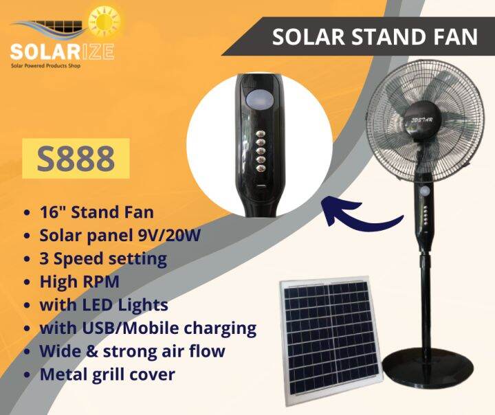 SOLARIZE Shop 16" Solar Stand Fan with Solar Panel | Lazada PH