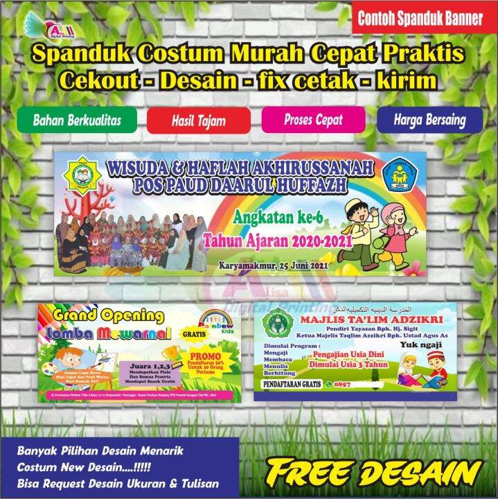 Cetak Spanduk Banner Sekolah Paud,Rumah belajar,Bimbel Costum | Lazada ...