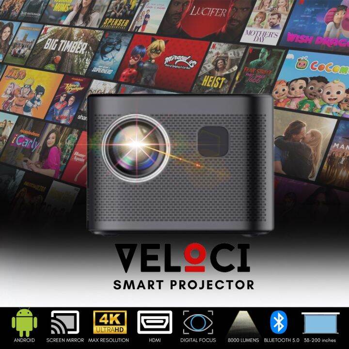 Smart Android Projector 8000 Lumens Max 4K High Definition Wifi and ...