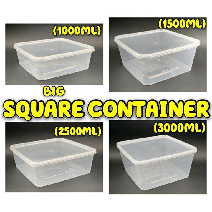 MY-BUNGKUS 50pcs Big Square Container Disposable & Washable Tupperware ...