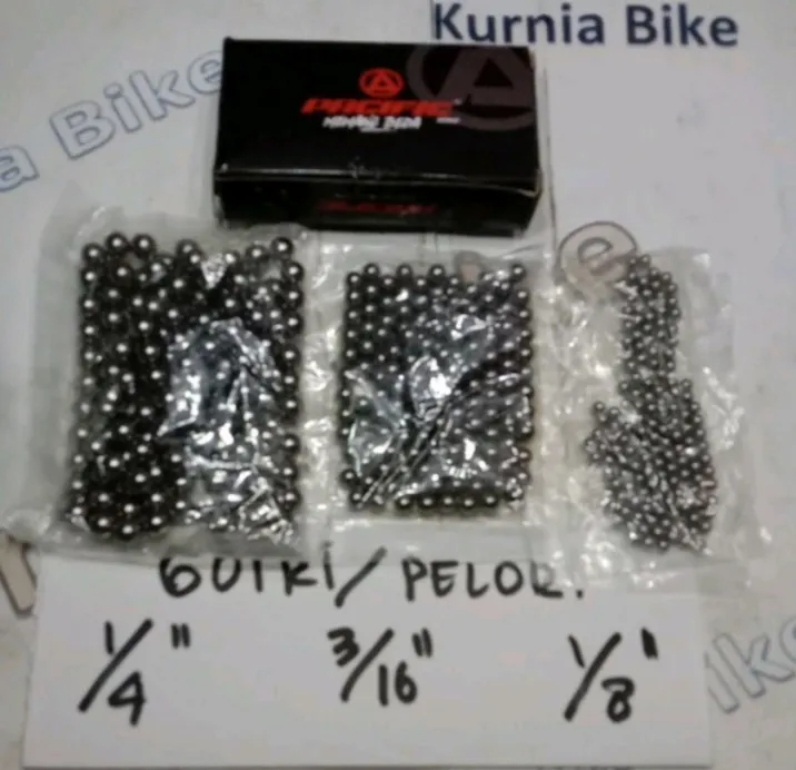 gotri sepeda atau pelor atau ball bearing isi 12 pc ukuran 1/4, 3/16, 1 ...