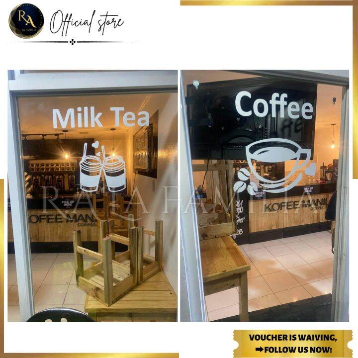 R.A COFFEE / TEA / MILK TEA DOOR SIGN. DECAL VINYL STICKER | Lazada PH
