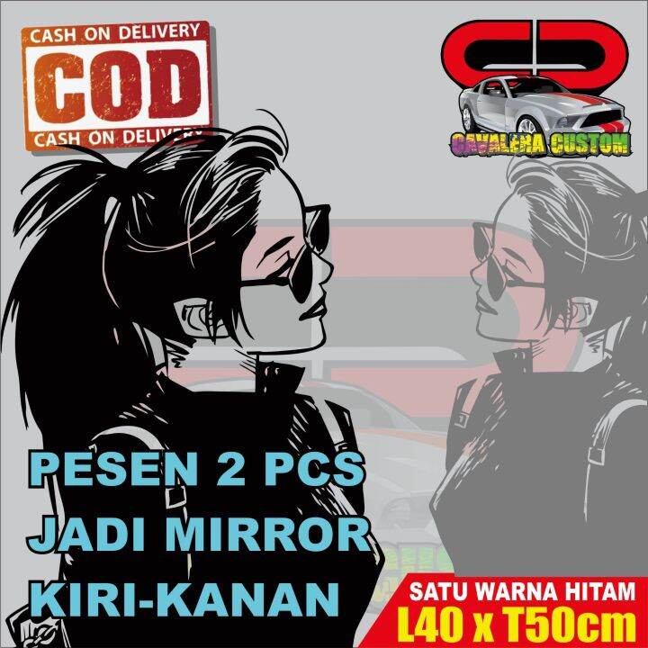 sticker cutting kabin truck motif cewek kacamata bisa tambah tulisan ...