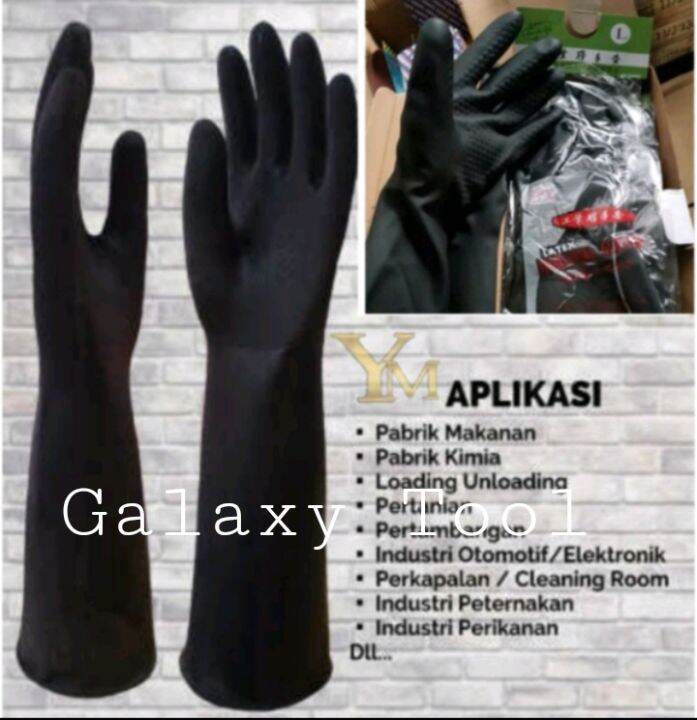 Sarung tangan karet Latex latex Industrial Safety Glove hitam panjang ...