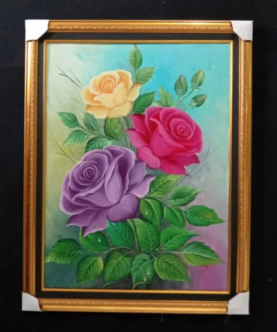 lukisan bunga mawar dan bingkai | Lazada Indonesia