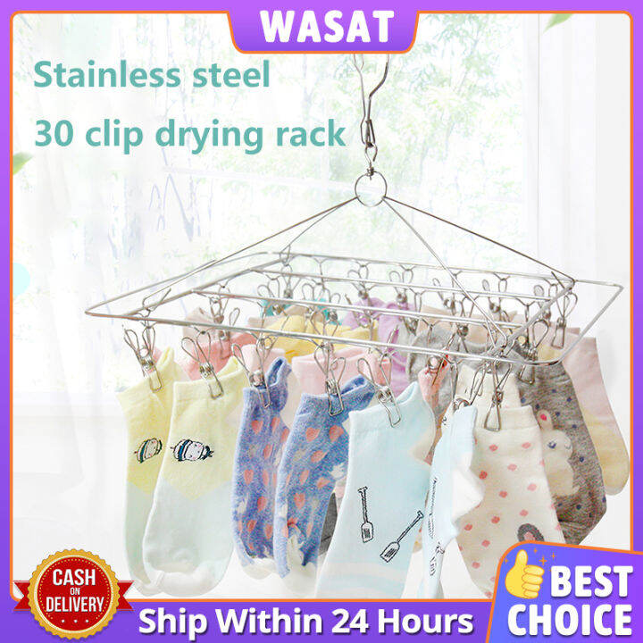 Stainless Steel Sock Rack 30/40 Clip Drying Rack Underwear Socks Panty ...