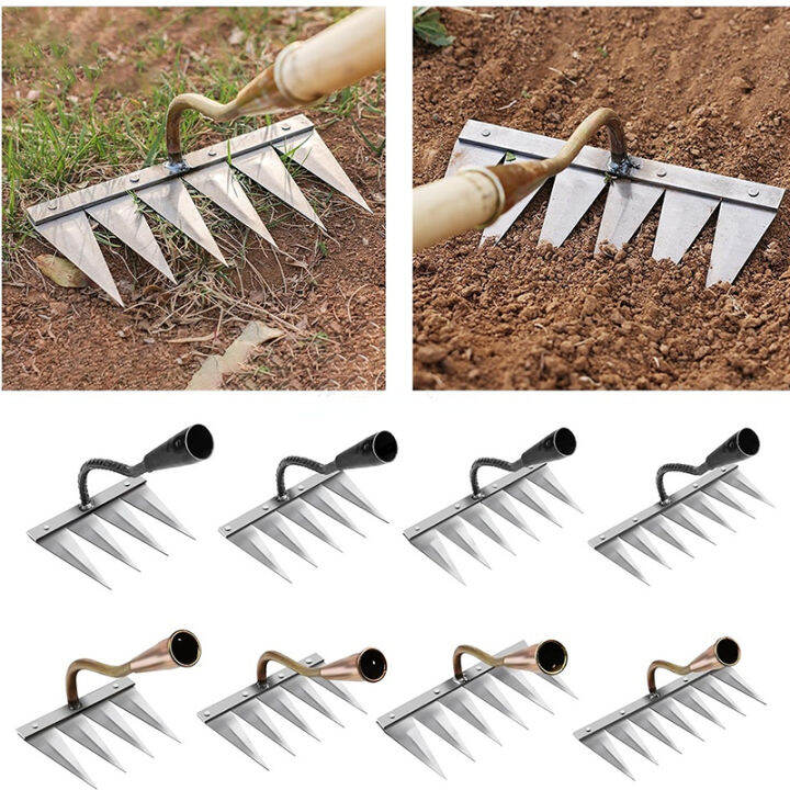 Steel Scarifier Hollow Hoe 4/5/6/7Teeth Weeding Rake for Planting ...