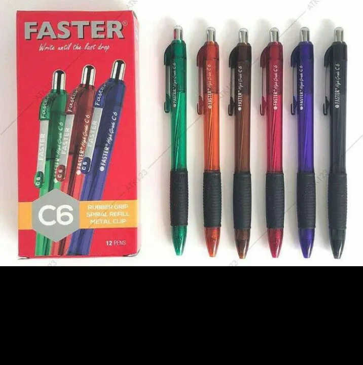Pulpen FASTER C6 EXTRA FINE 12 pcs Pena Faster clicker/cetrek | Lazada ...