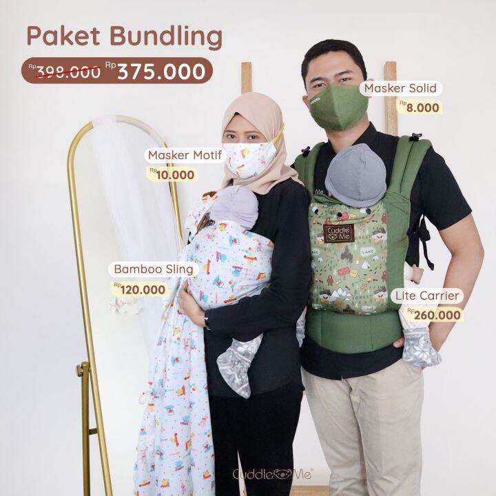 Paket Gendongan SSC Cuddleme Lite Carrier dan Bamboo Sling + Masker ...