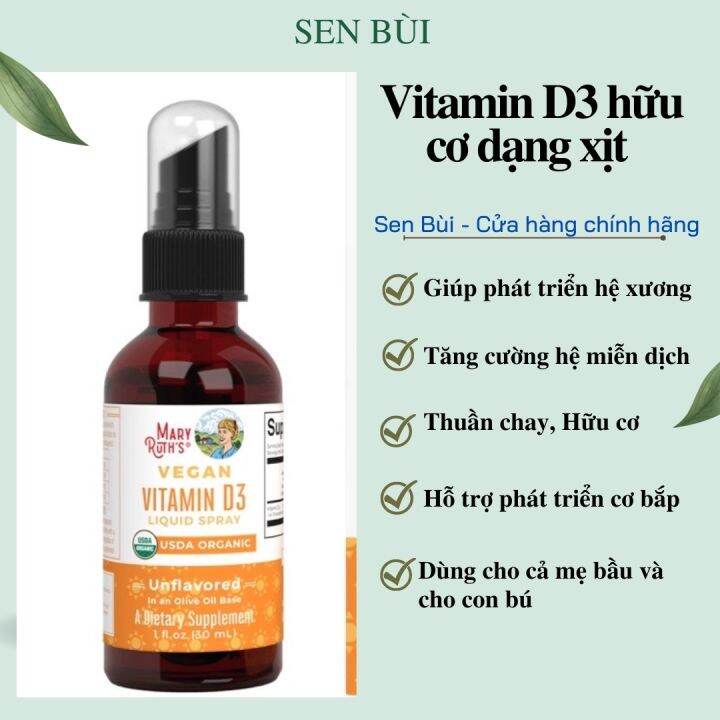Vitamin D3 hữu cơ dạng xịt Mary Ruth’s Vegan Vitamin D3 Liquid Spray , vitamin D3 Mayruths, Mary ...