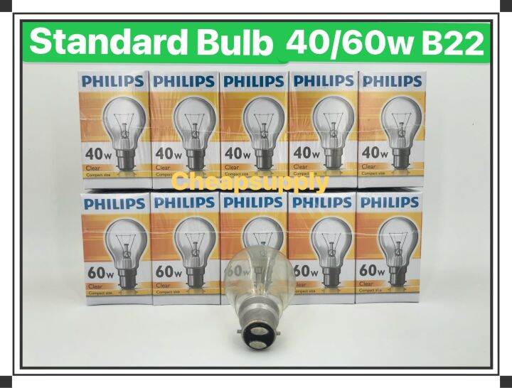 10pcs Philips Standard Bulb / Mentol 40w / 60w Clear B22 220-240V A55 ...