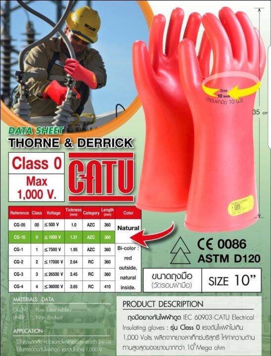ถุงมือ กันไฟดูด IEC 60903-CATU Electrical Insulation Gloves รุ่น Class ...