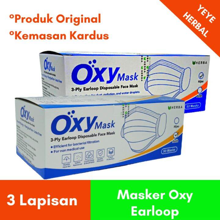 Masker Oxy Mask 3 Ply Earloop Disposable | Lazada Indonesia