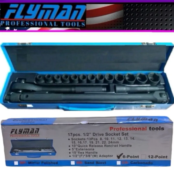 ORIGINAL FLYMAN 1/2"DRIVE 17pcs SOCKET SET | Lazada PH