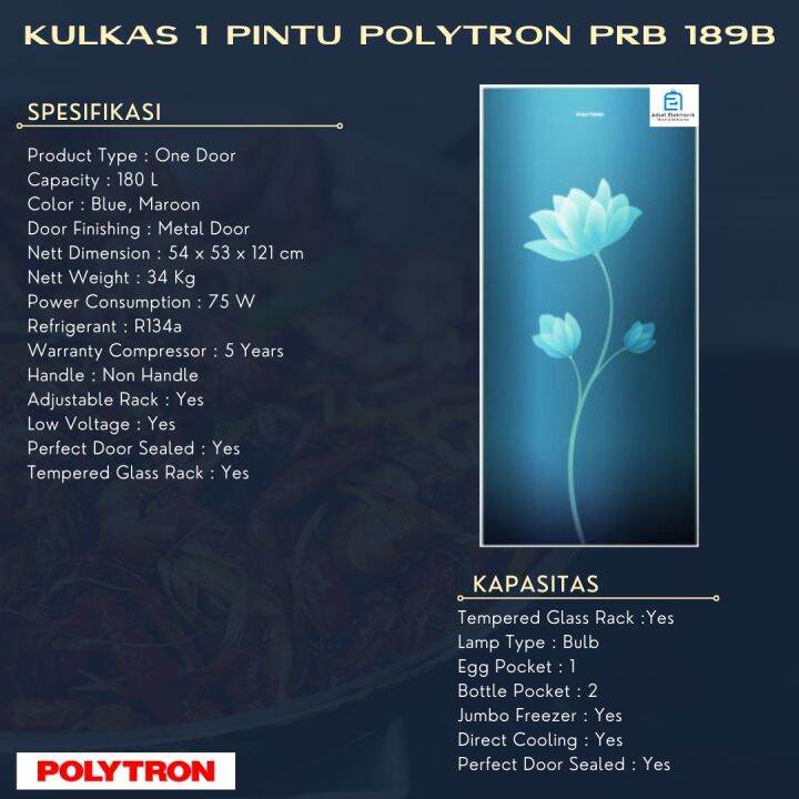 KULKAS 1 PINTU POLYTRON PRB-189B | Lazada Indonesia