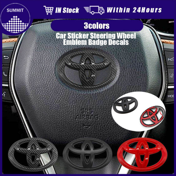 ABS TOYOTA Steering Wheel Emblem Sticker Carbon fiber Toyota Logo Badge ...