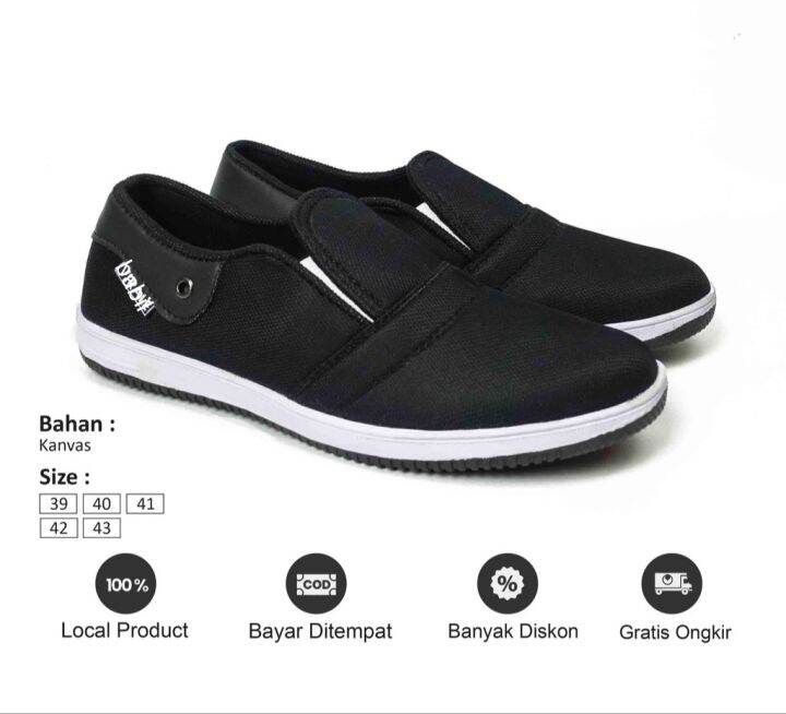 sepatu slip on pria sepatu casual pria sepatu slop pria canvas | Lazada ...