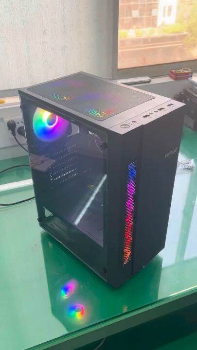 VENUZ ATX Tempered Glass Gaming Case VC2801G with LED RGB Strip & RGB ...