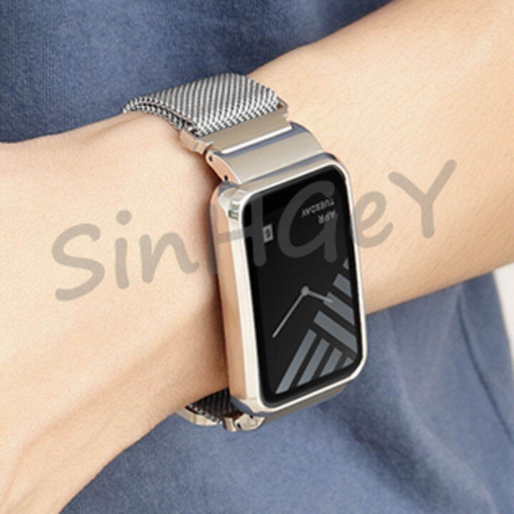 สายรัดข้อมือสำหรับ Xiaomi Mi 7 Pro นาฬิกาข้อมือสายสเตนเลสแม่เหล็กโลหะ ...