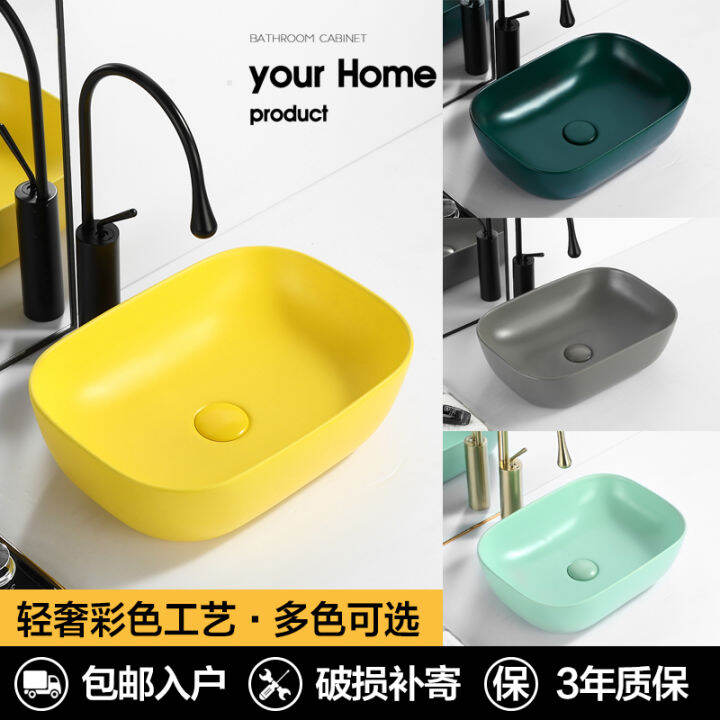 Nordic Table Basin Ceramic Basin Yellow Household Washbasin Balcony ...