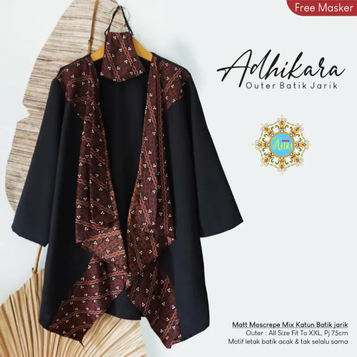 OUTER BAJU BATIK WANITA DEWASA BATIK ASLI SOLO KATUN KOMBINASI POLOS ...