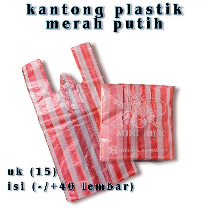 kantong plastik merah putih kecil 15 cm (isi 10 PACK)√ kantong kresek ...