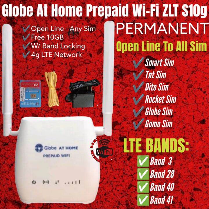 Globe at home prepaid wi-fi -Open line to all network Free10gb / 50gb | Lazada PH
