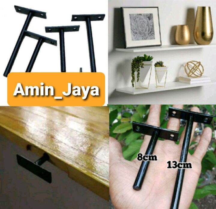 Besi peyangga rak dinding melayang, braket penahan ambalan melayang ...