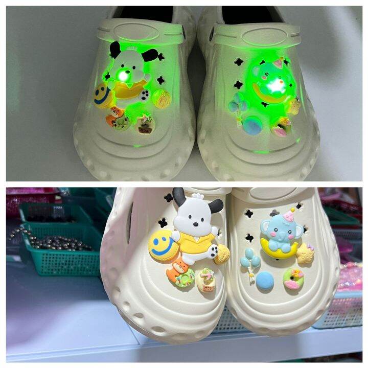 ไฟ LED Crocs รองเท้ามีเสน่ห์ Jibbitz 10ชิ้น/เซ็ตไฟสว่างรองเท้าลูกสุนัข ...