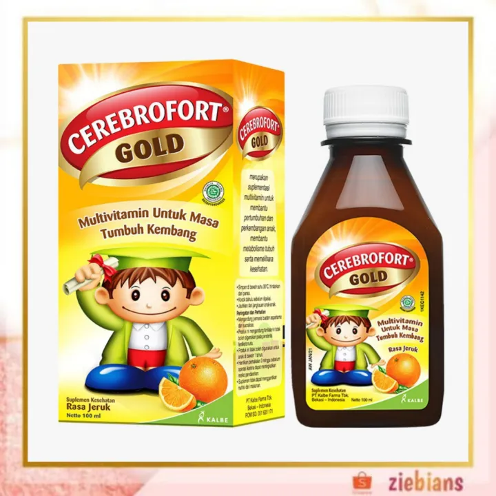 Cerebrofort Gold 100ml Rasa Jeruk & Strawbery, Vitamin Anak, Vitamin ...