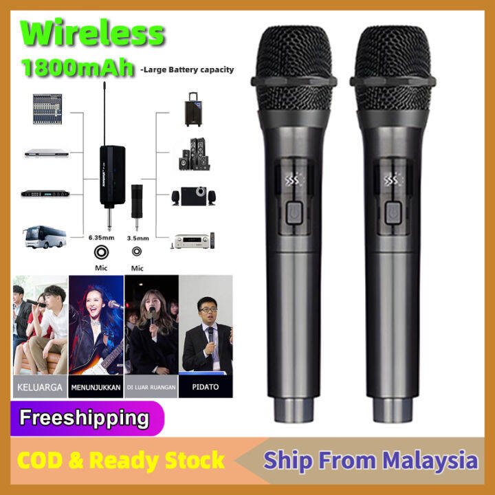 (Stock in Malaysia) professional wireless microphone uhf cordless mic ...