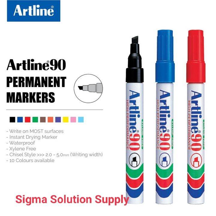 Artline 90 Permanent Maker Pen - RED / BLUE/ BLACK | Lazada