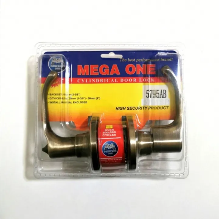 Mega One Lever Type Antique Brass Cylindrical Door Lock Doorknob Door ...