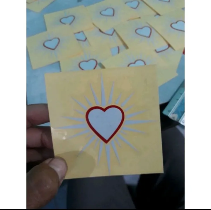 stiker timbul stiker psht, sticker logo hati bersinar, cutting bahan ...