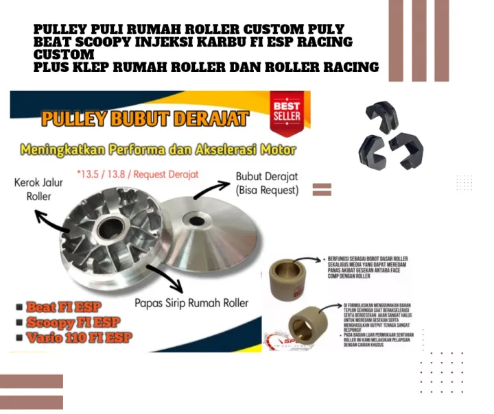 PULLEY PULI RUMAH ROLLER CUSTOM PULY BEAT SCOOPY INJEKSI KARBU FI ESP ...