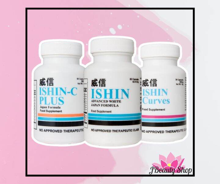 Ishin gluta advanced 10x whitening pearl white japan formula glutathione & Ishin C Plus 60 ...