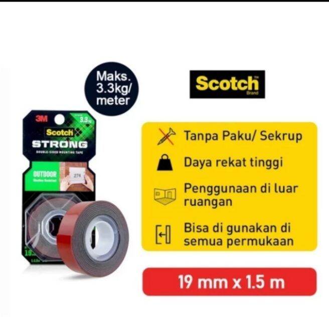 Double Tape 3M Super Kuat Scotch Outdoor Mounting Tape 411-S19 19mm x 1 ...
