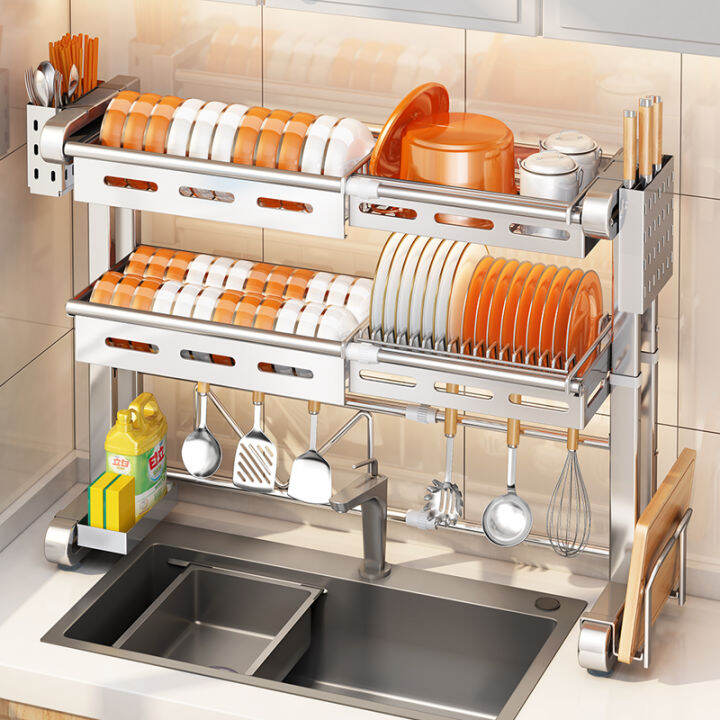 304 Stainless Steel Kitchen Sink Storage Shelf Multi Functional