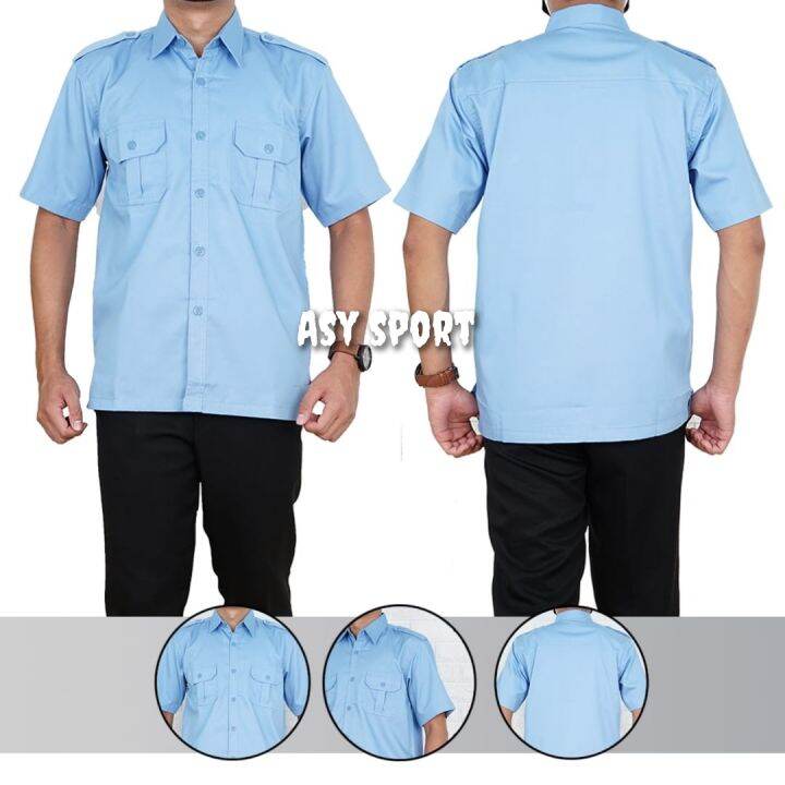 DV Kemeja Seragam PDH / PDL Tangan Pendek Biru Muda Biru Benhur ( Bayar Di Tempat ) | Lazada ...