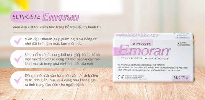 Viên đặt Supposte Emoran hỗ trợ trị trĩ, viêm trực tràng (1 vỉ x 6 viên) | Lazada.vn